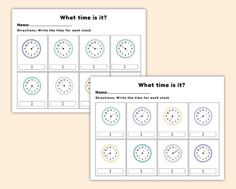 Telling Time Printable Kids Learning Time Time Telling Worksheets ...