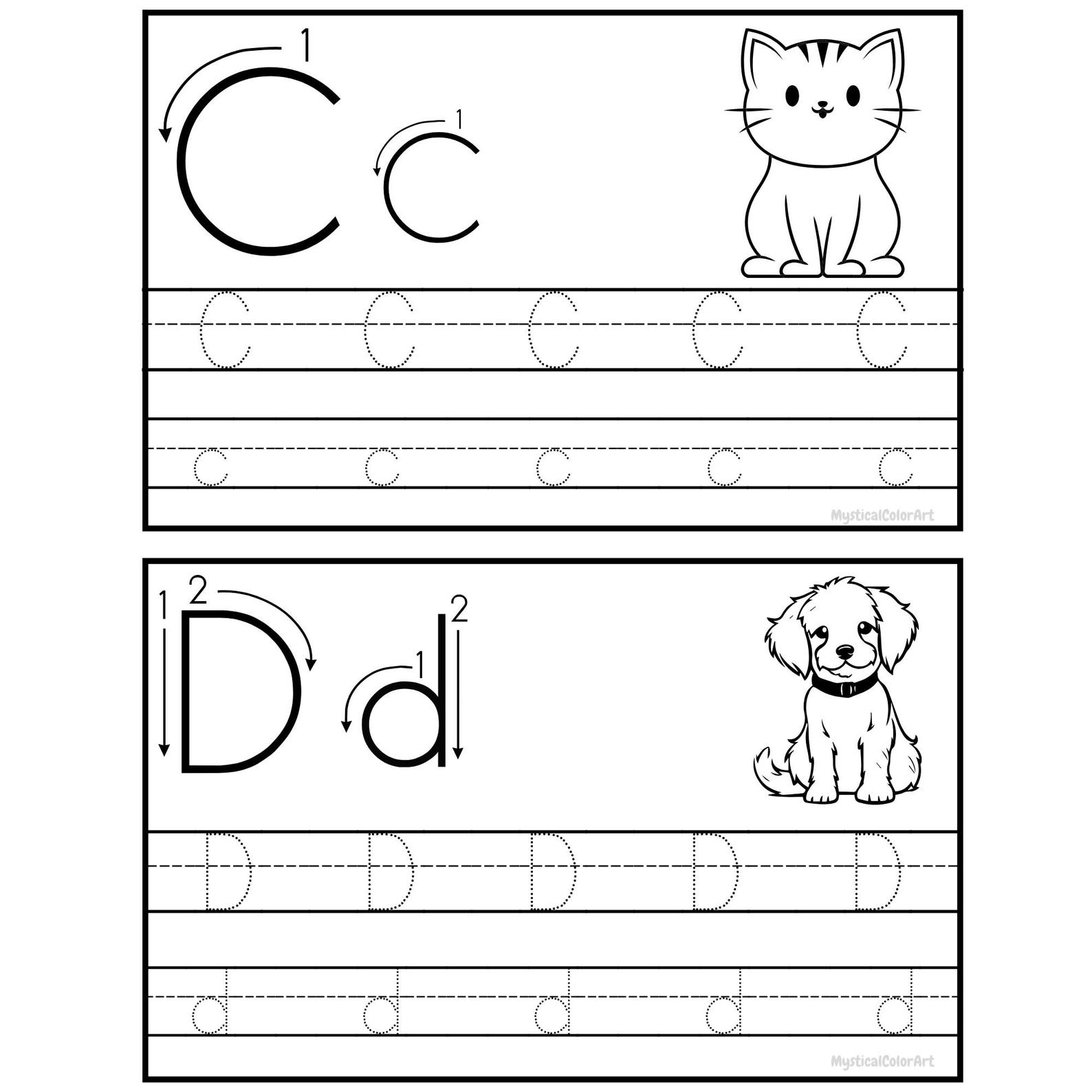 26 Letter Phonics & Handwriting Worksheets Pre-k Kindergarten ...