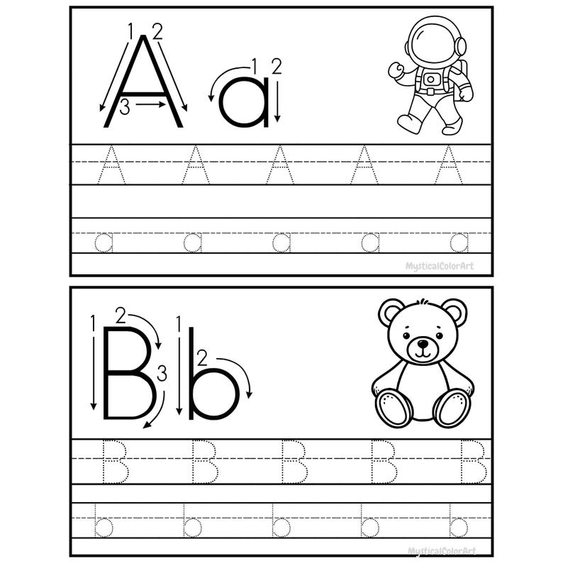 26 Letter Phonics & Handwriting Worksheets Pre-k Kindergarten ...