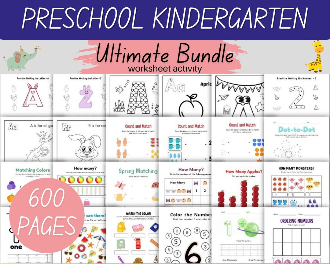 Printable Preschool Kindergarten Activity Workbook Bundle | Alphabet ...