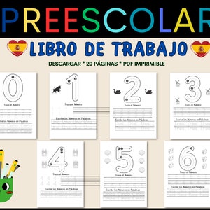 20 Hojas Para Trazar Números, Trazables, Preescolar, Imprimibles 0-20 ...
