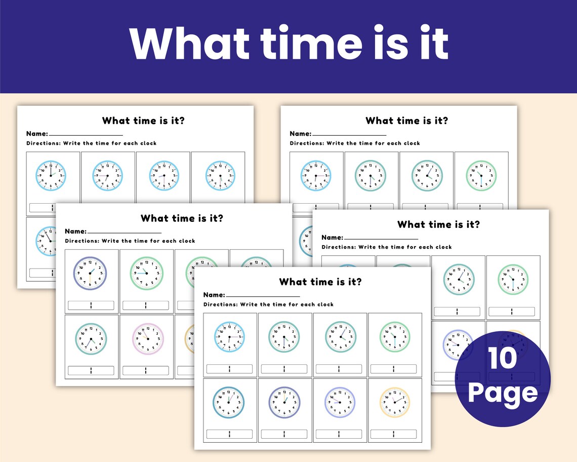 Telling Time Printable Kids Learning Time Time Telling Worksheets ...