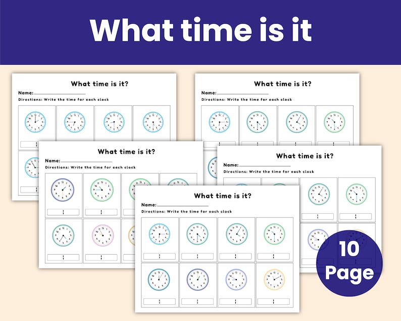 Telling Time Printable Kids Learning Time Time Telling Worksheets ...