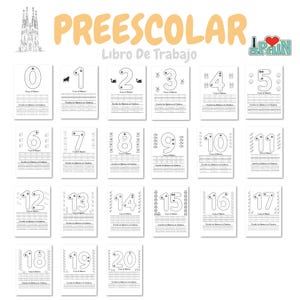 20 Hojas Para Trazar Números, Trazables, Preescolar, Imprimibles 0-20 ...