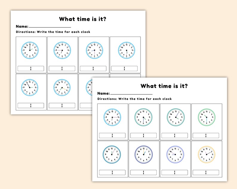 Telling Time Printable Kids Learning Time Time Telling Worksheets ...
