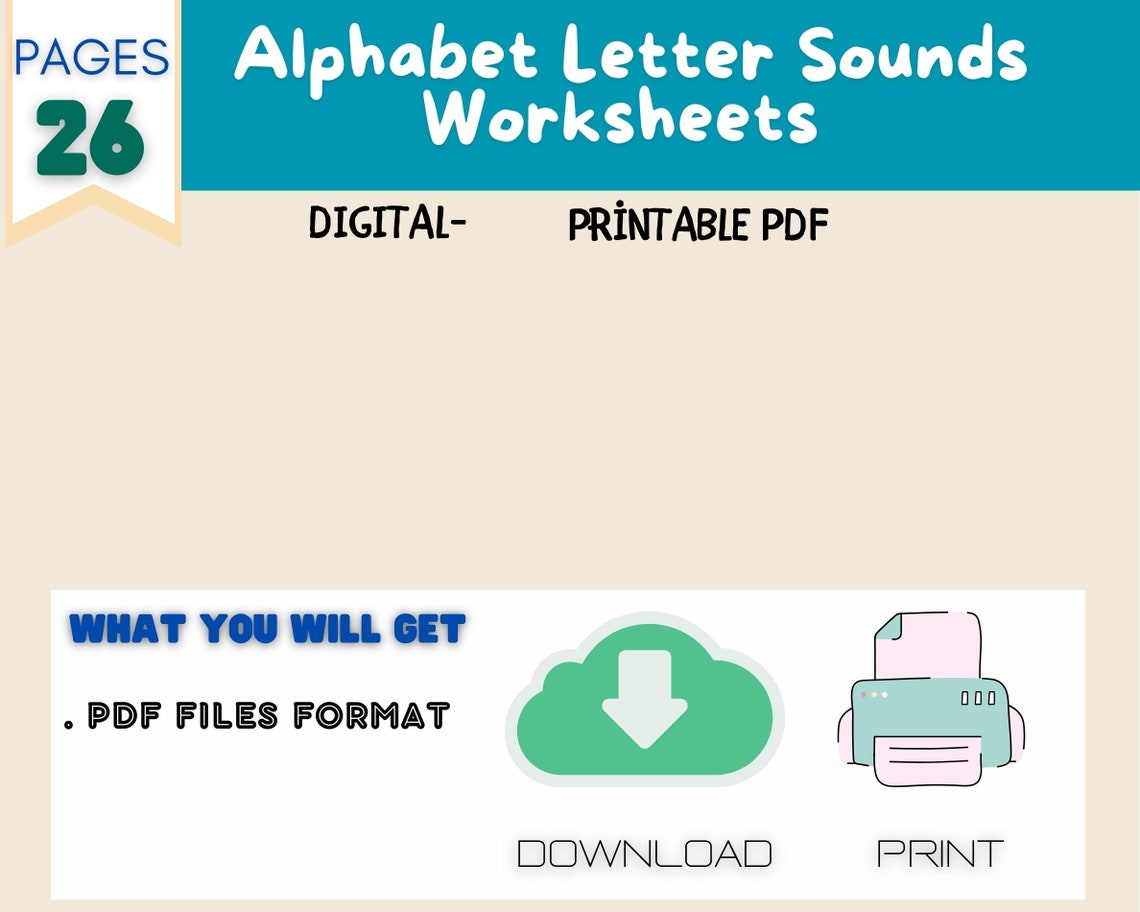 26 Printable Alphabet Letter Sound Practice Sheets. Preschool-kdg ...