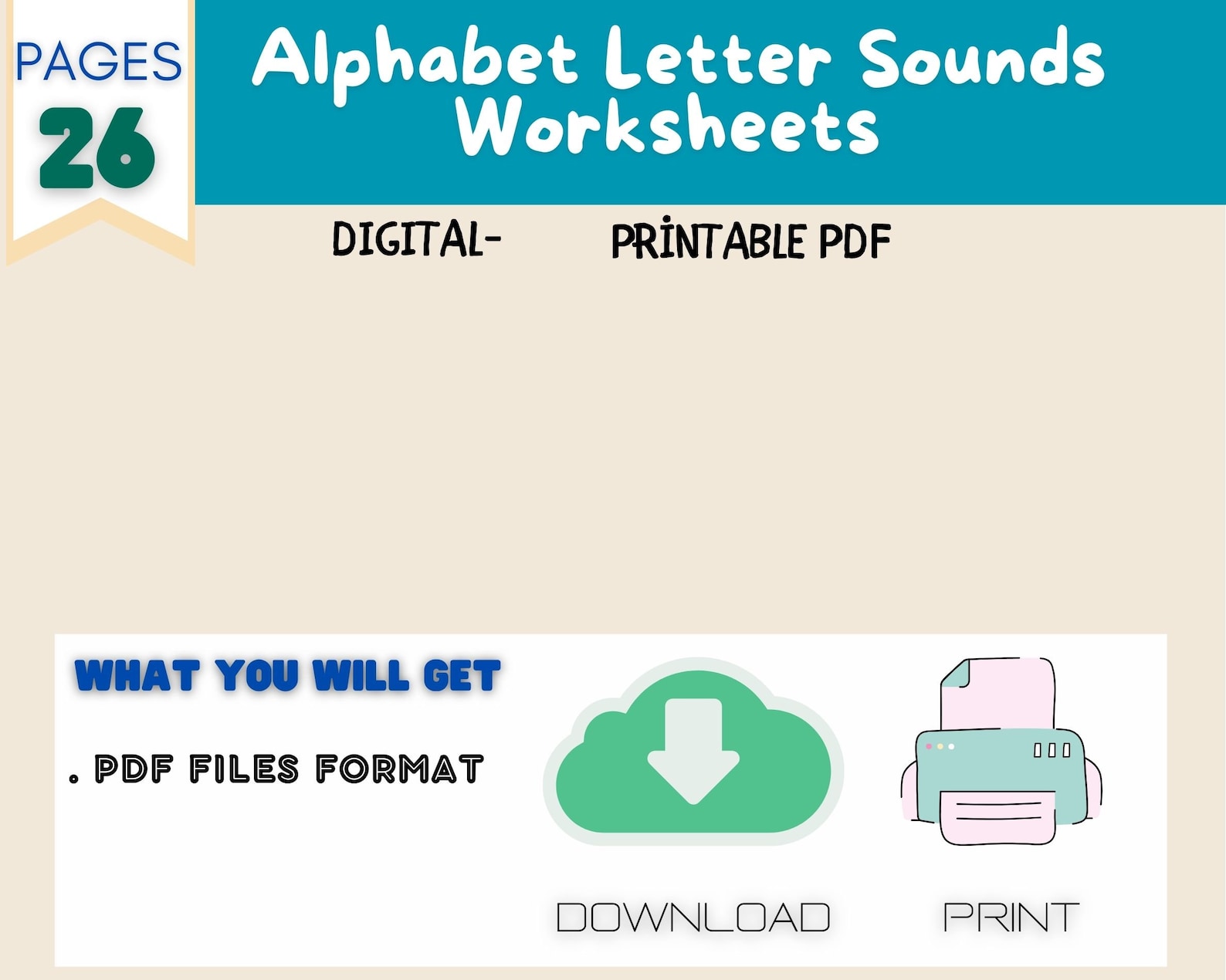 26 Printable Alphabet Letter Sound Practice Sheets. Preschool-kdg ...