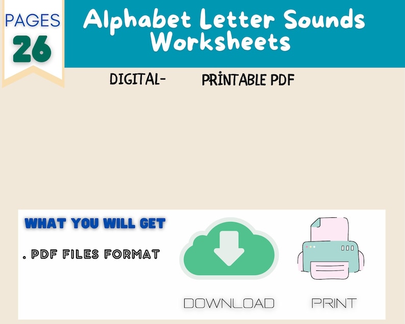 26 Printable Alphabet Letter Sound Practice Sheets. Preschool-kdg ...