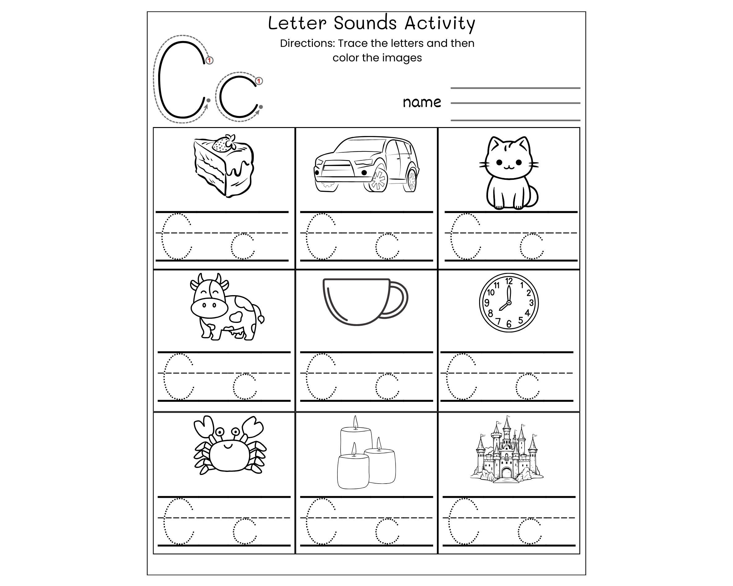 26 Printable Alphabet Letter Sound Practice Sheets. Preschool-kdg ...