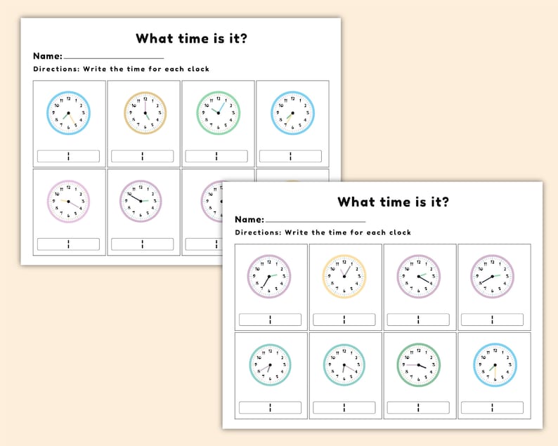 Telling Time Printable Kids Learning Time Time Telling Worksheets ...