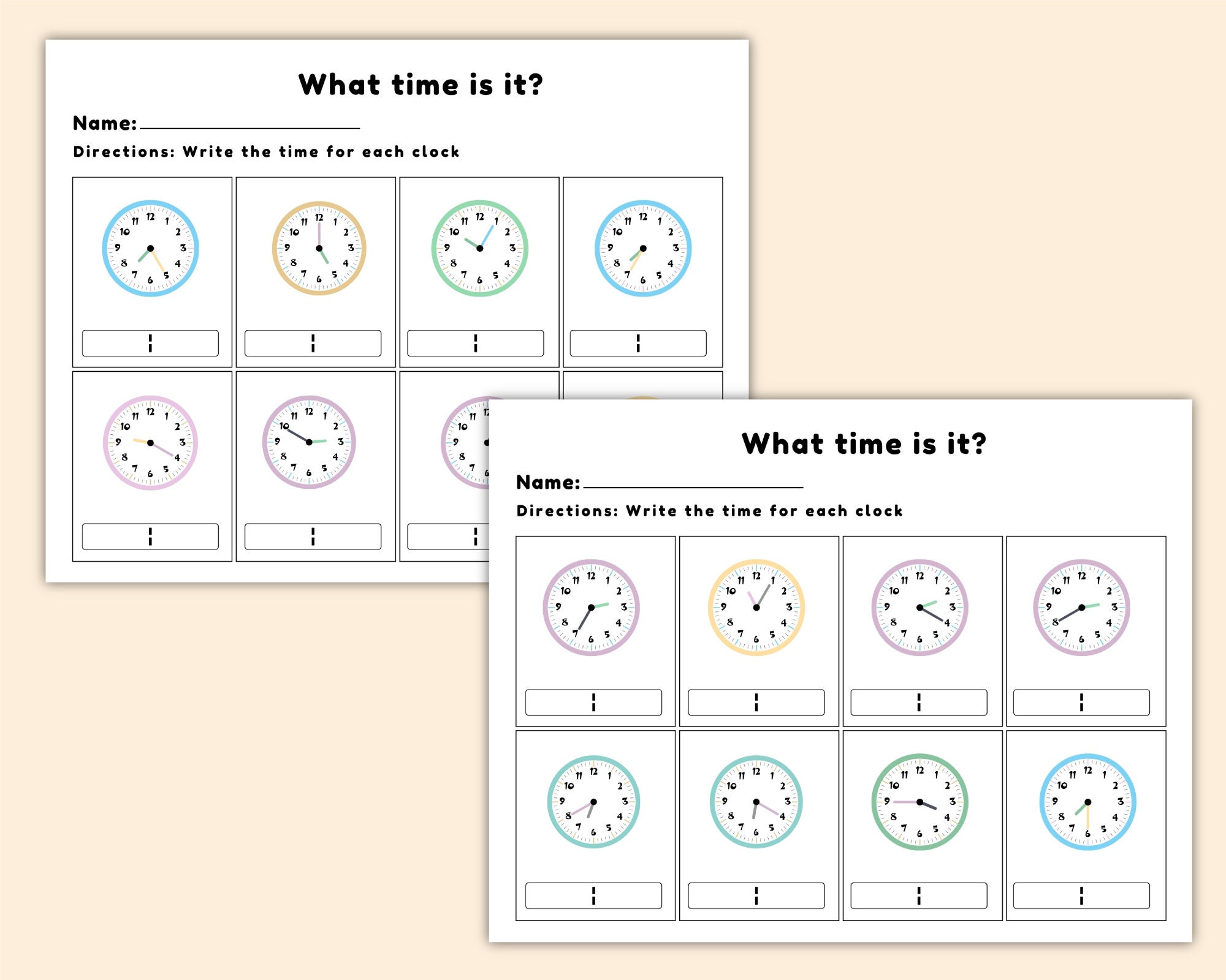Telling Time Printable Kids Learning Time Time Telling Worksheets ...