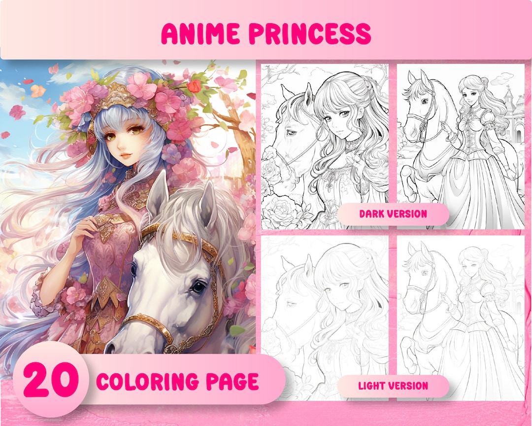 Cute Anime Princess Girls Coloring Book 20 Pages Coloring Book for ...