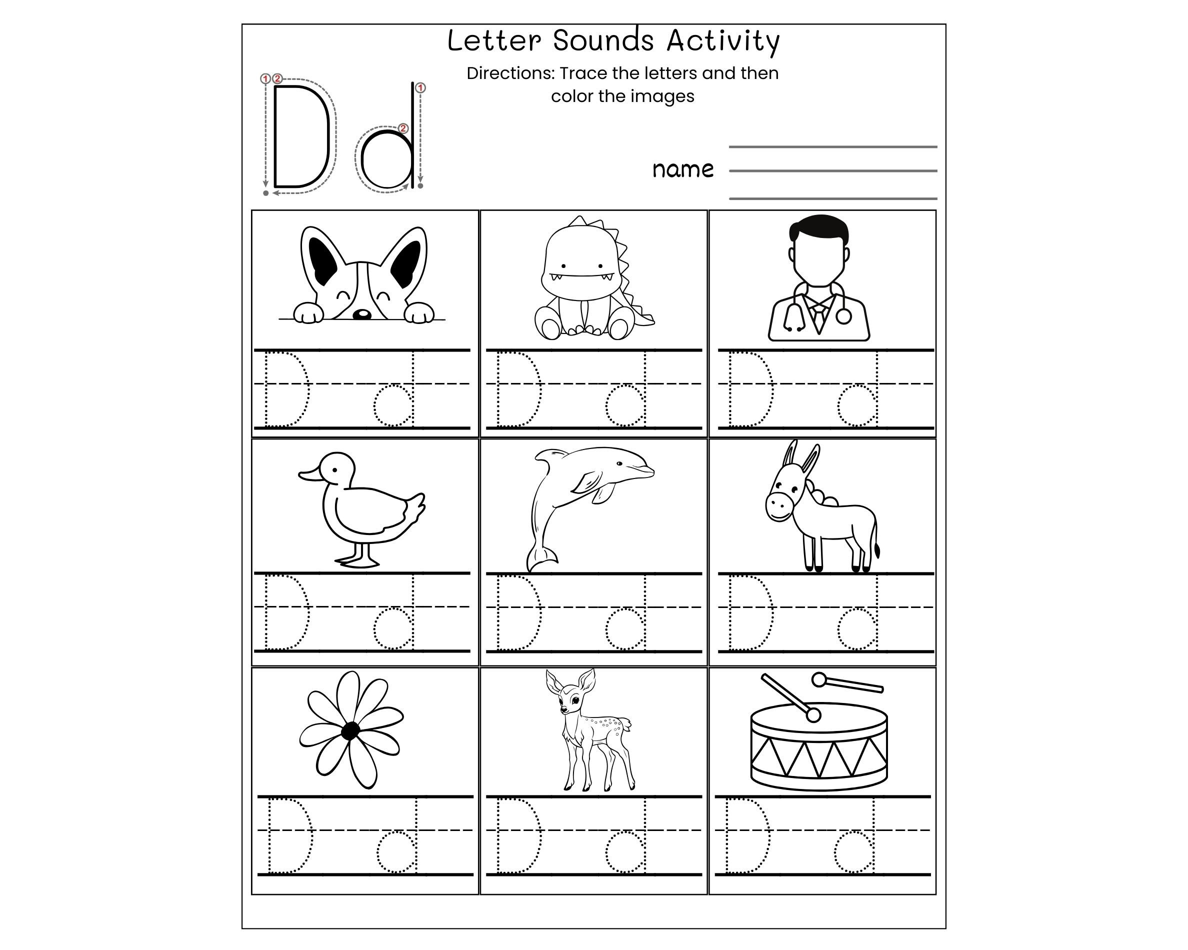 26 Printable Alphabet Letter Sound Practice Sheets. Preschool-kdg ...