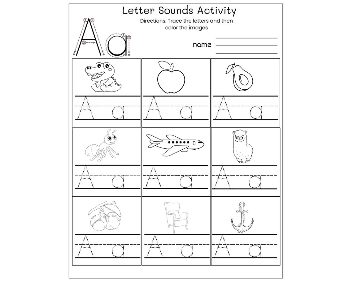 26 Printable Alphabet Letter Sound Practice Sheets. Preschool-kdg ...
