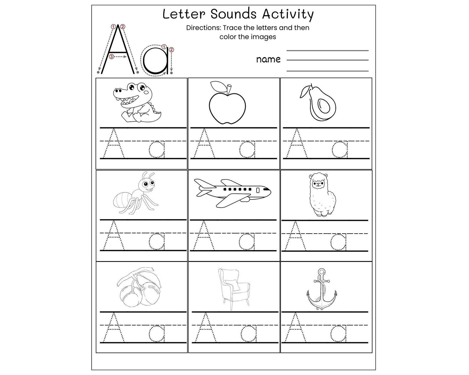 26 Printable Alphabet Letter Sound Practice Sheets. Preschool-kdg ...