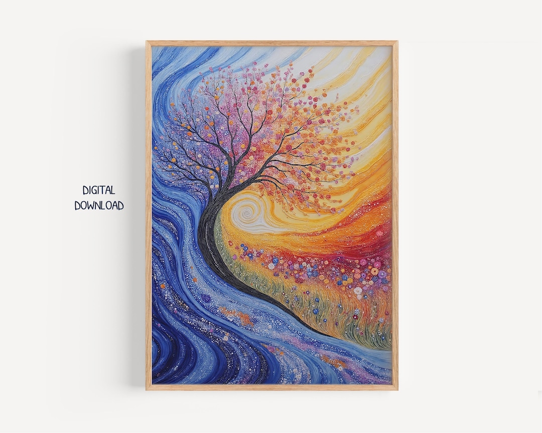 Colorful Abstract Tree Painting Wall Art , Abstract Tree Artwork, Kids ...