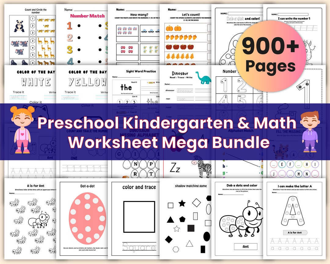 Ultimate Preschool Kindergarten & Math Worksheet Mega Bundle | Kids ...