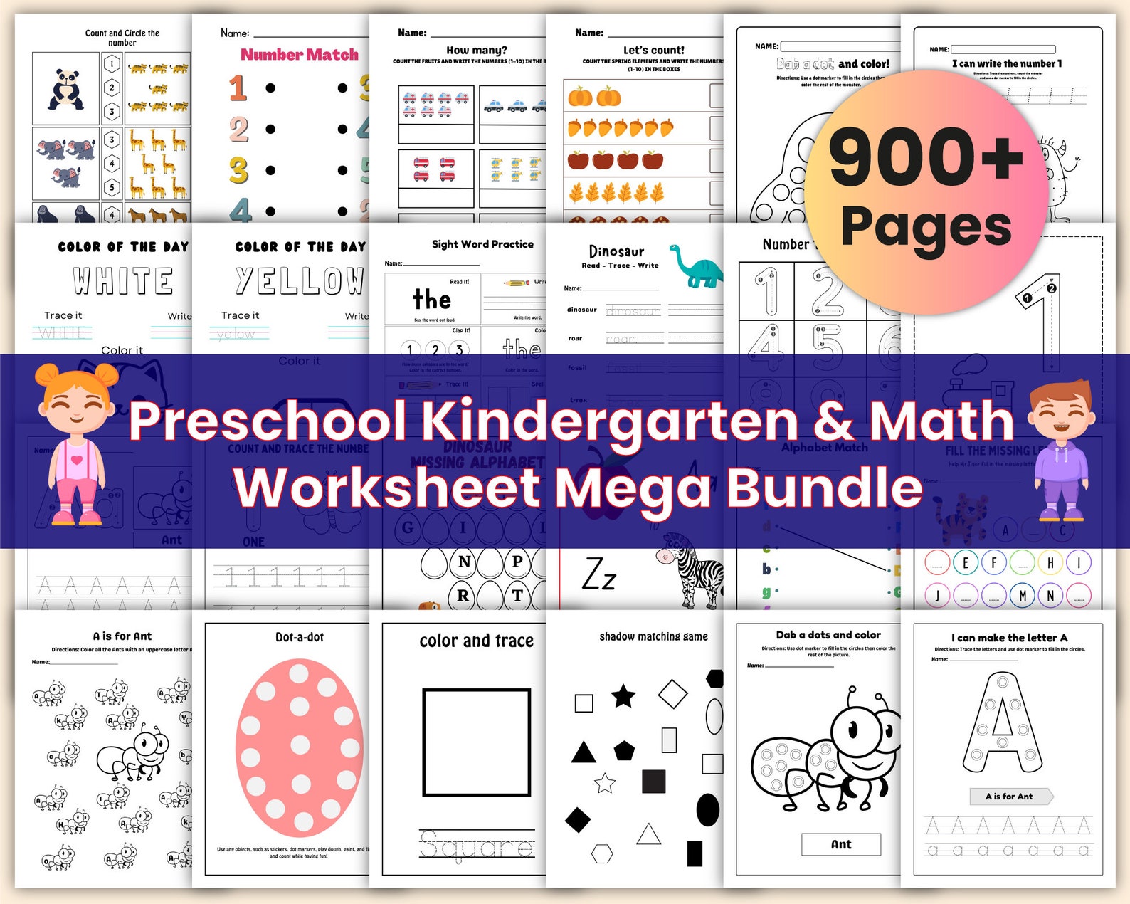 Ultimate Preschool Kindergarten & Math Worksheet Mega Bundle | Kids ...