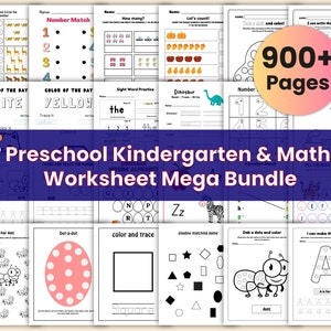 Ultimate Preschool Kindergarten & Math Worksheet Mega Bundle | Kids ...