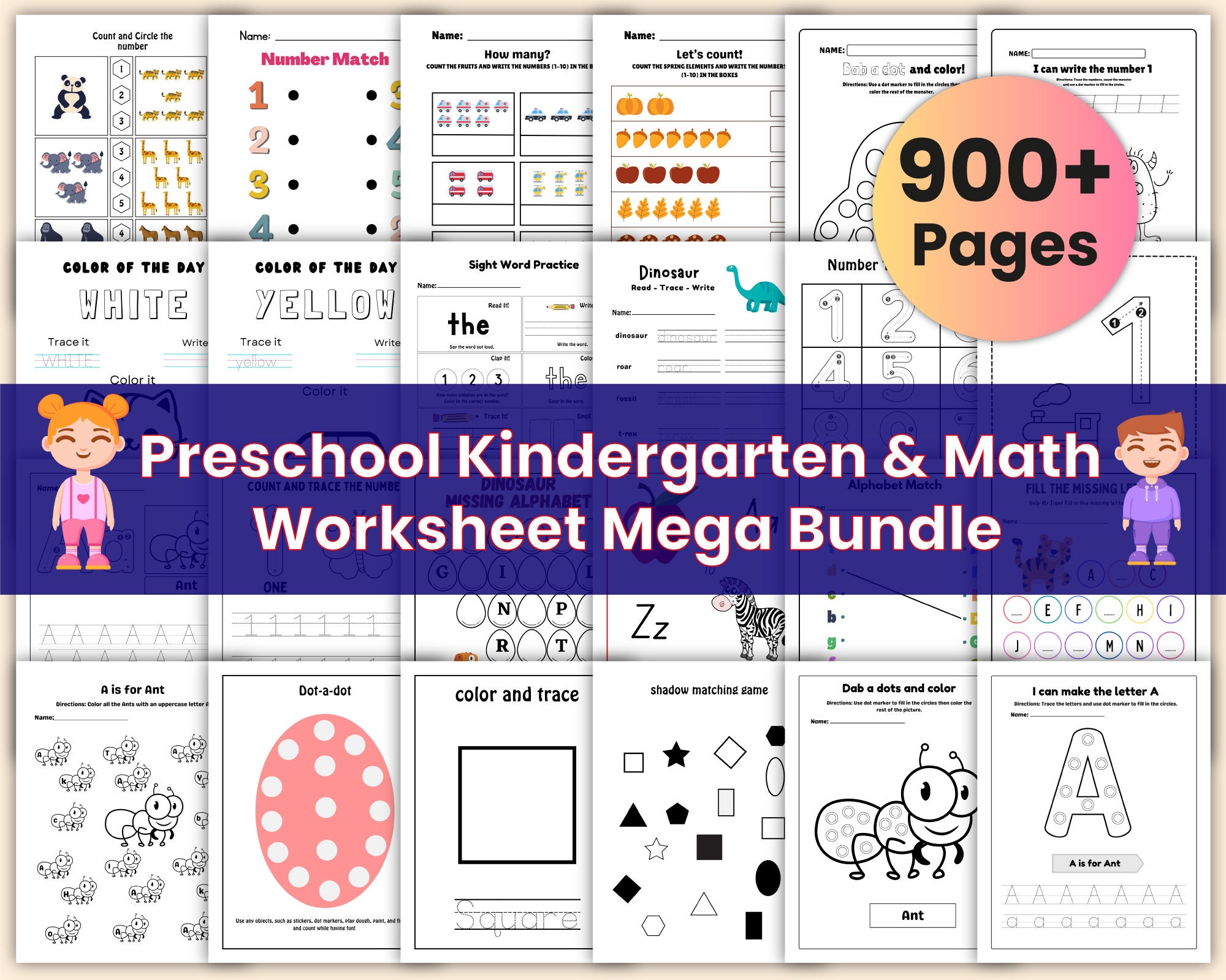 Ultimate Preschool Kindergarten & Math Worksheet Mega Bundle | Kids ...