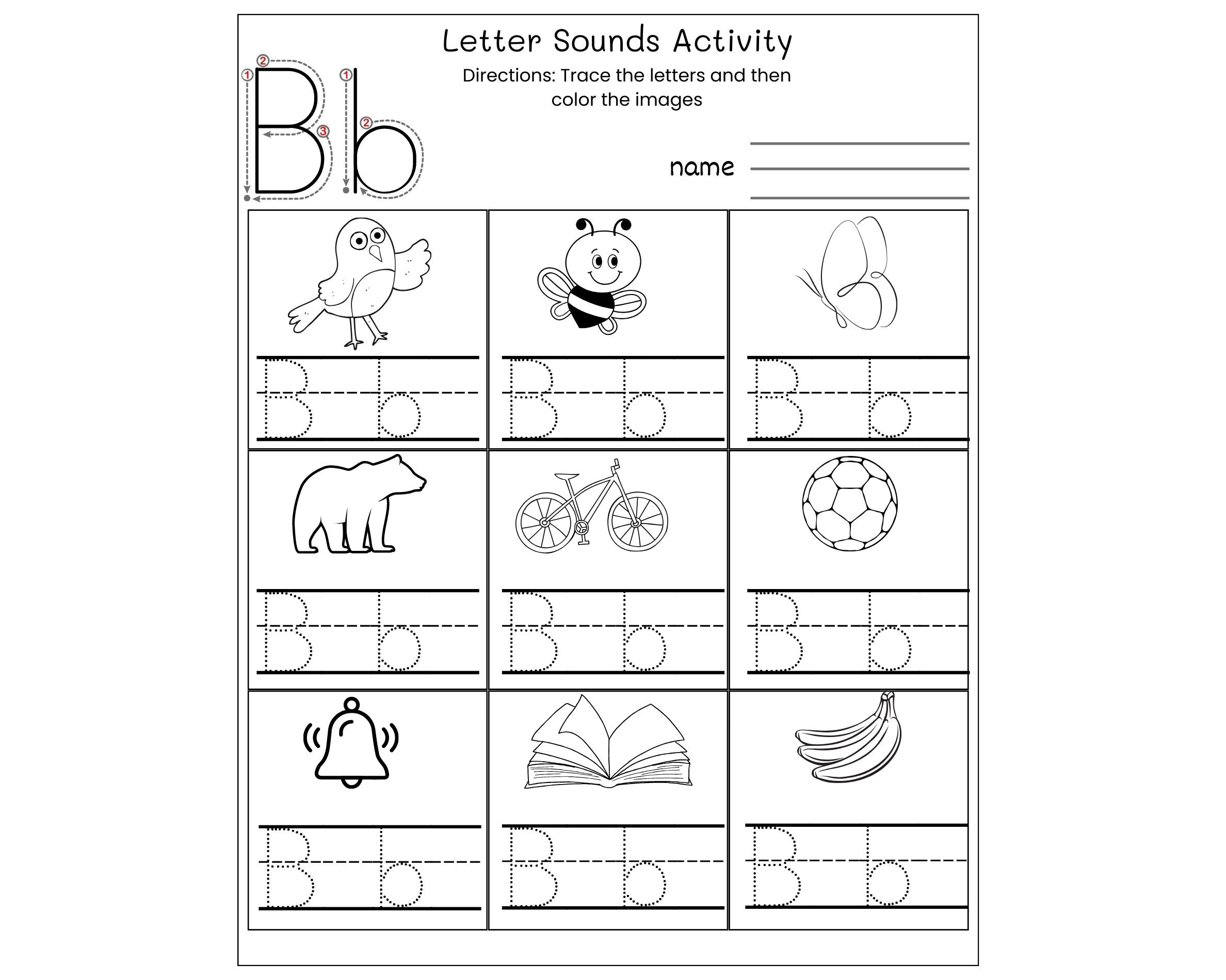 26 Printable Alphabet Letter Sound Practice Sheets. Preschool-kdg ...