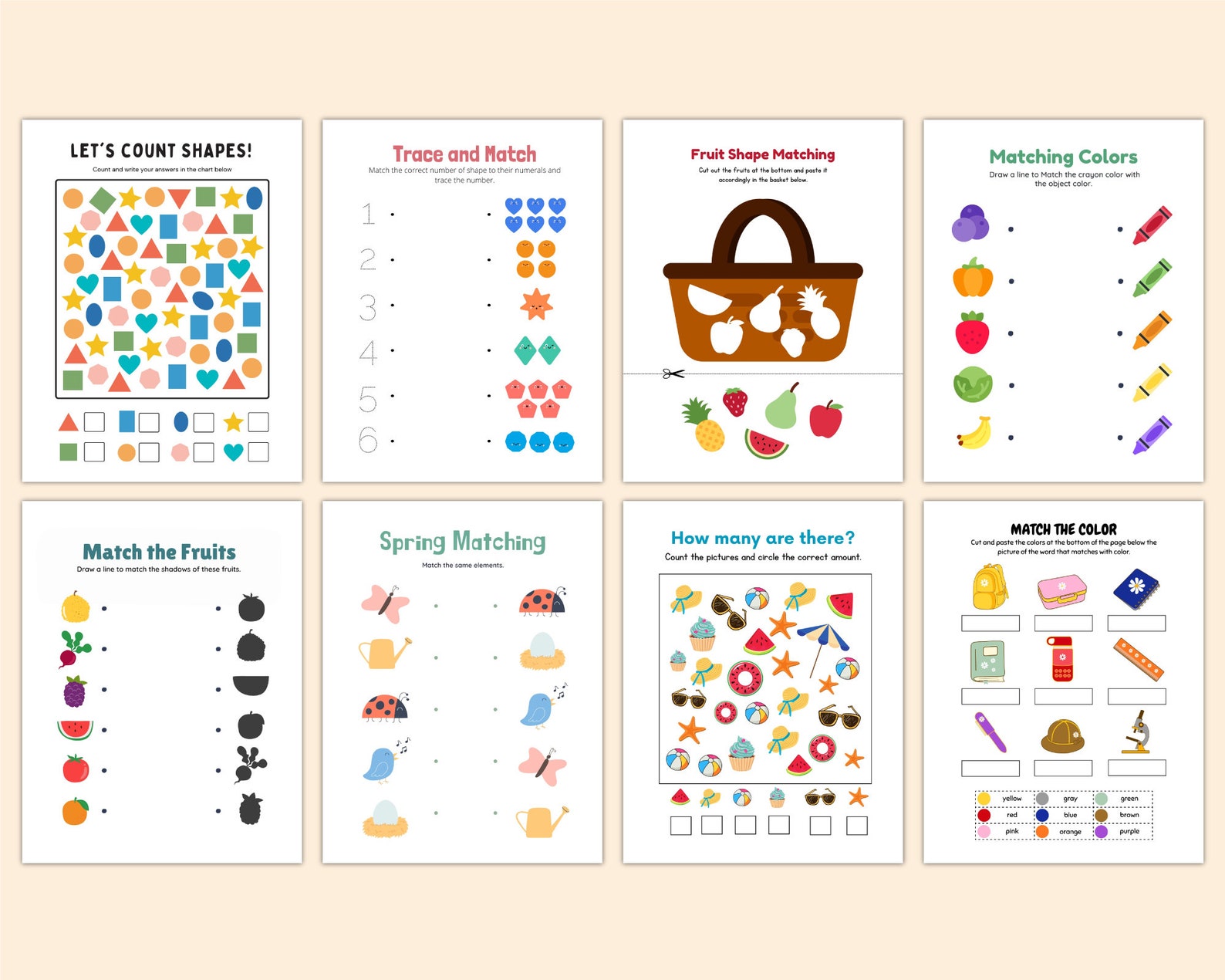 Preschool Kindergarten Math Worksheet Dot to Dot counting Matching ...