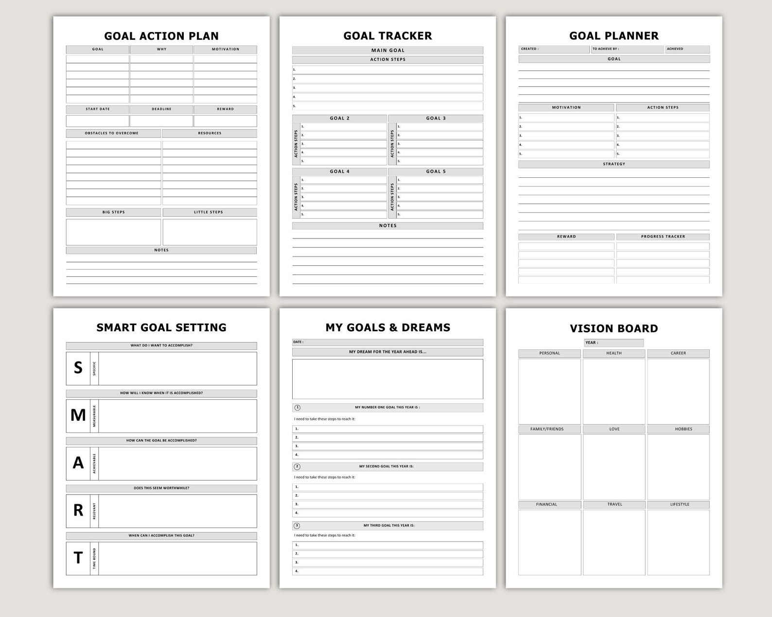 Printable Goal Planner | Goal Planner Bundle | Productivity Planner ...