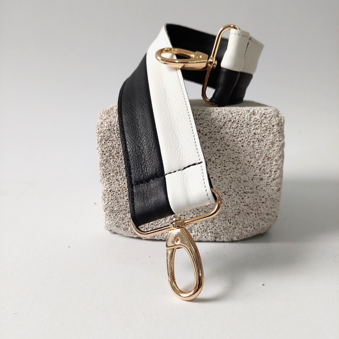 Wide Leather Shoulder Strap: Two-color Bag Handle, Removable Purse ...