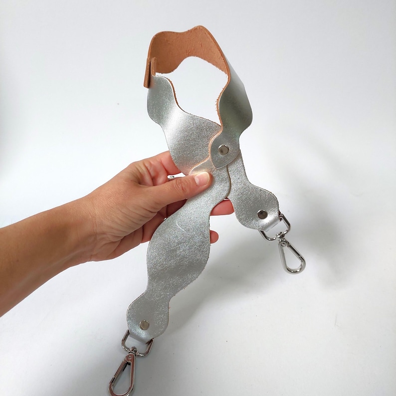 Wavy Metallic Leather Bag Strap: Removable Crossbody Purse Handle - Etsy