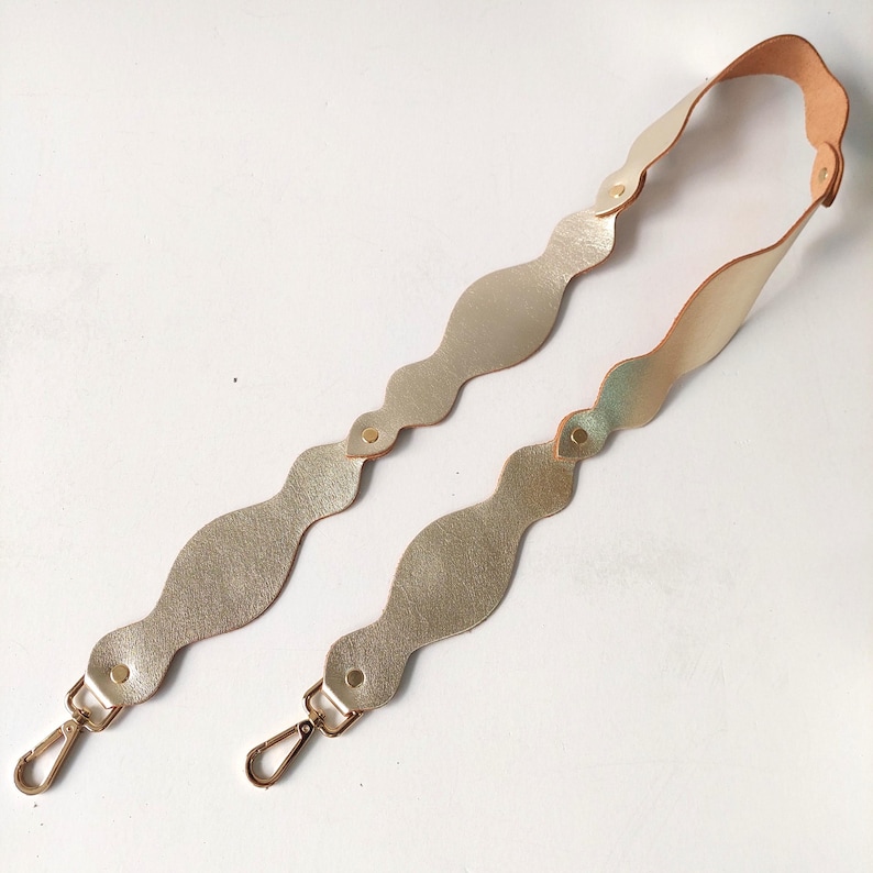 Wavy Metallic Leather Bag Strap: Removable Crossbody Purse Handle - Etsy