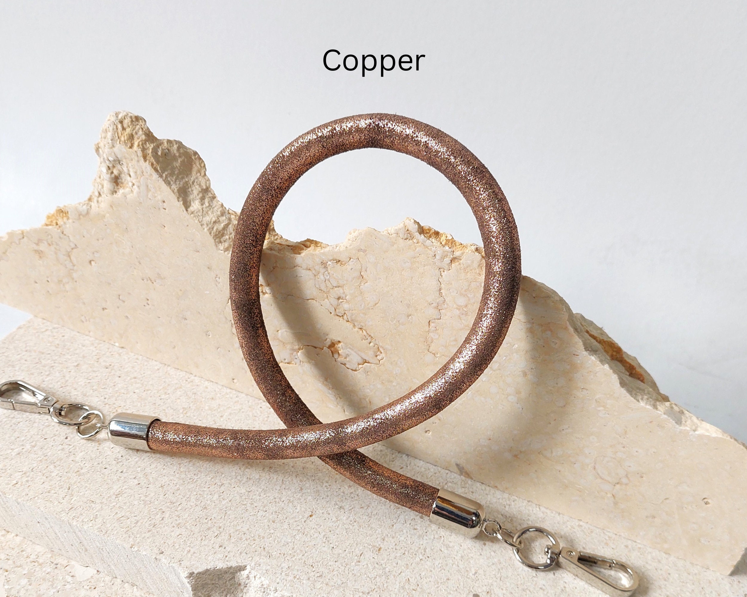 Round Bag's Metallic Leather Handle, Round Leather Strap, Handle for ...