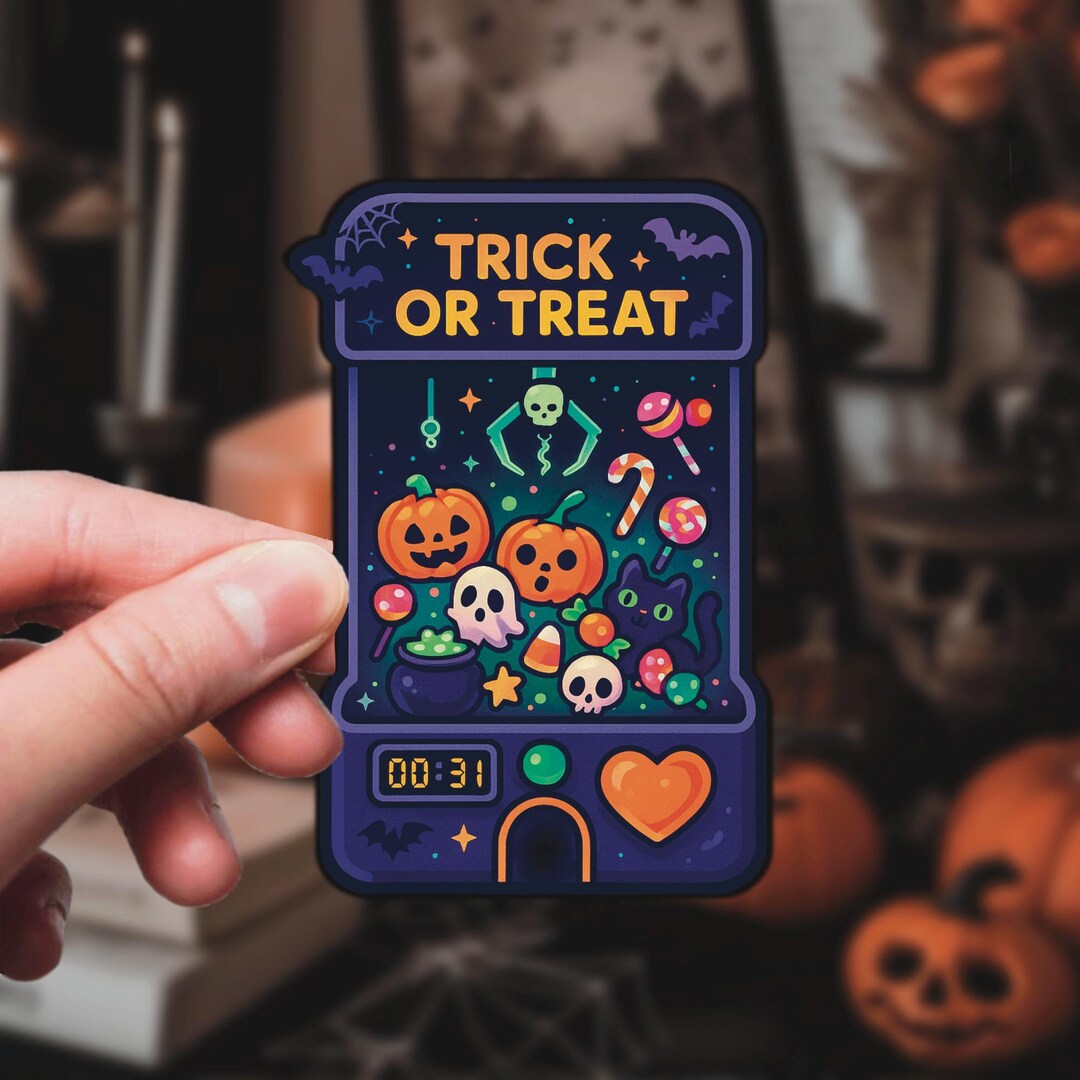 Trick or Treat Arcade Claw Machine Sticker Cute Spooky Halloween ...