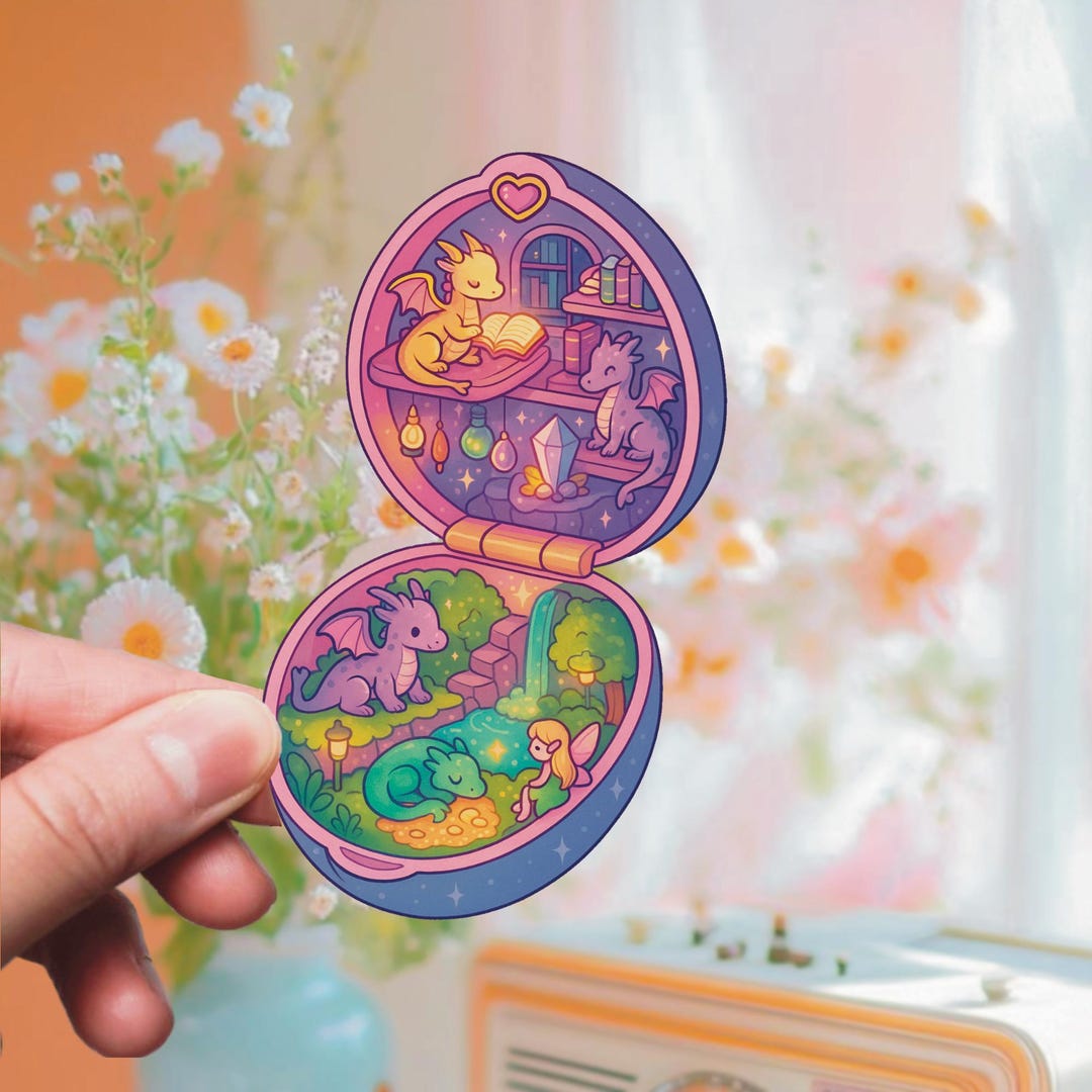 Dragon Fantasy Reader Sticker Mini Compact Sticker Book Lover Fantasy ...