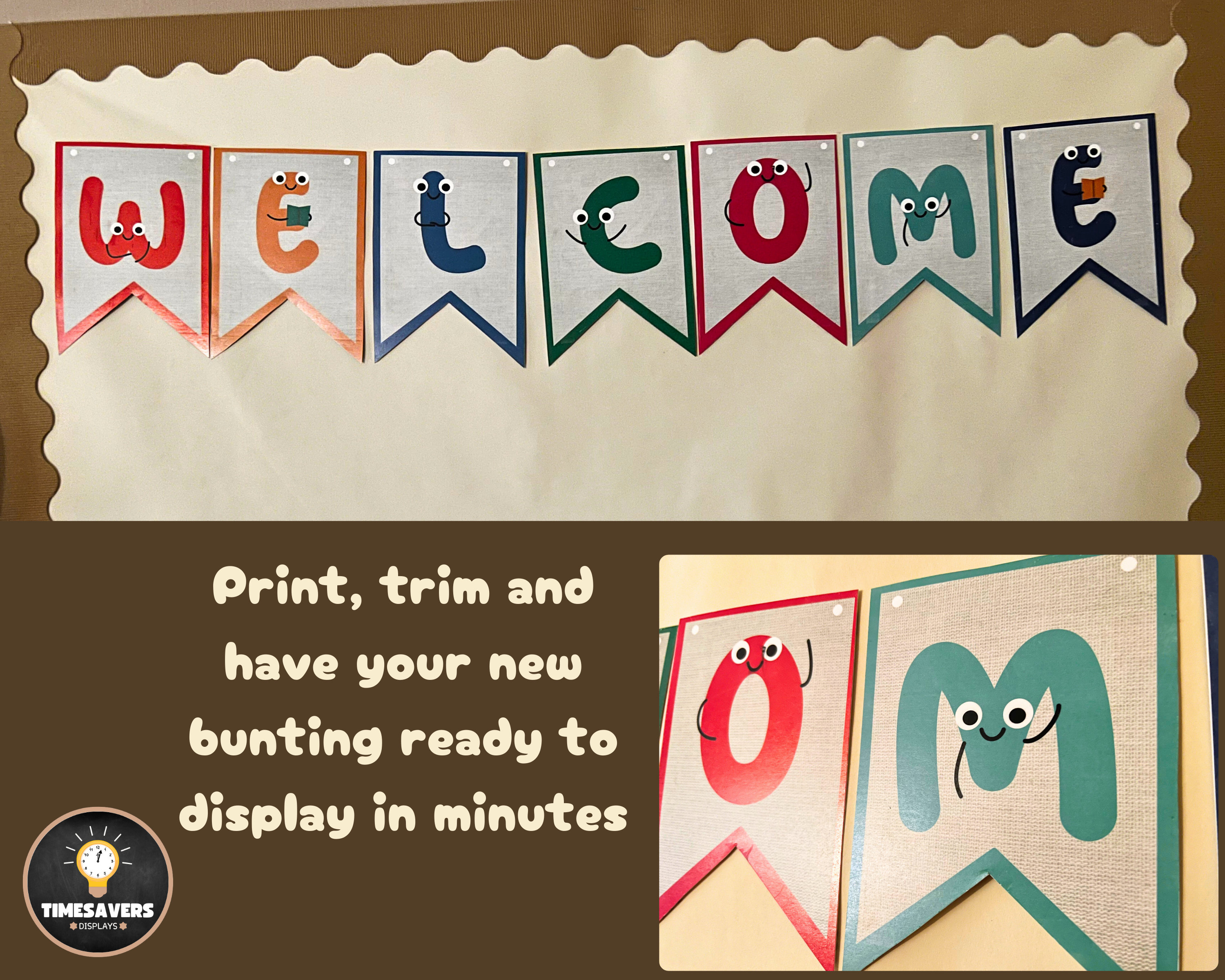 Welcome Bunting, Printable Cute Character Welcome Bunting, Rainbow Boho ...