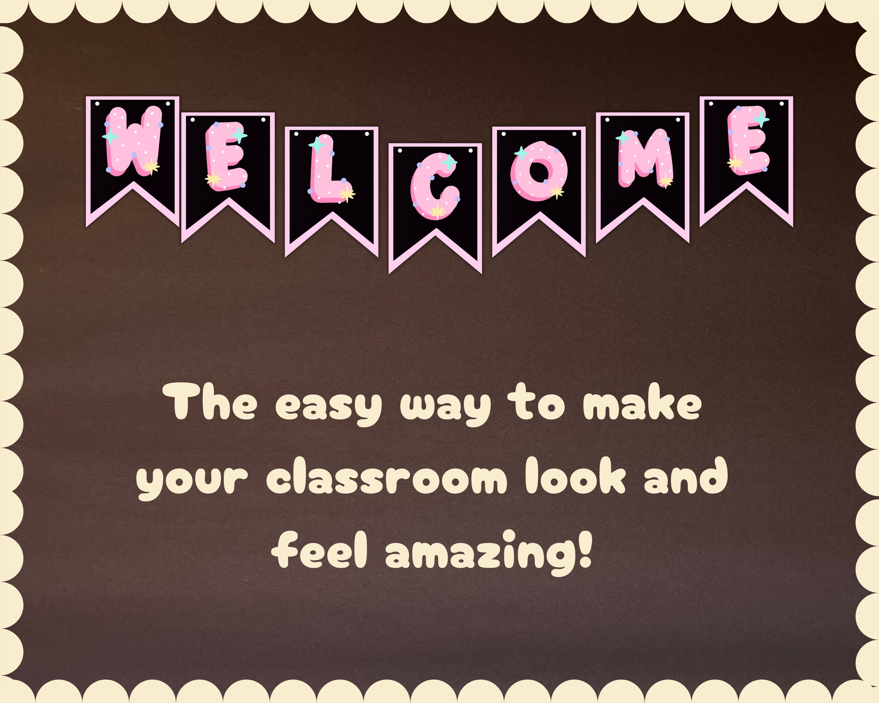 Welcome Bunting, Printable Pink and Black Welcome Bunting, Pastel Pink ...