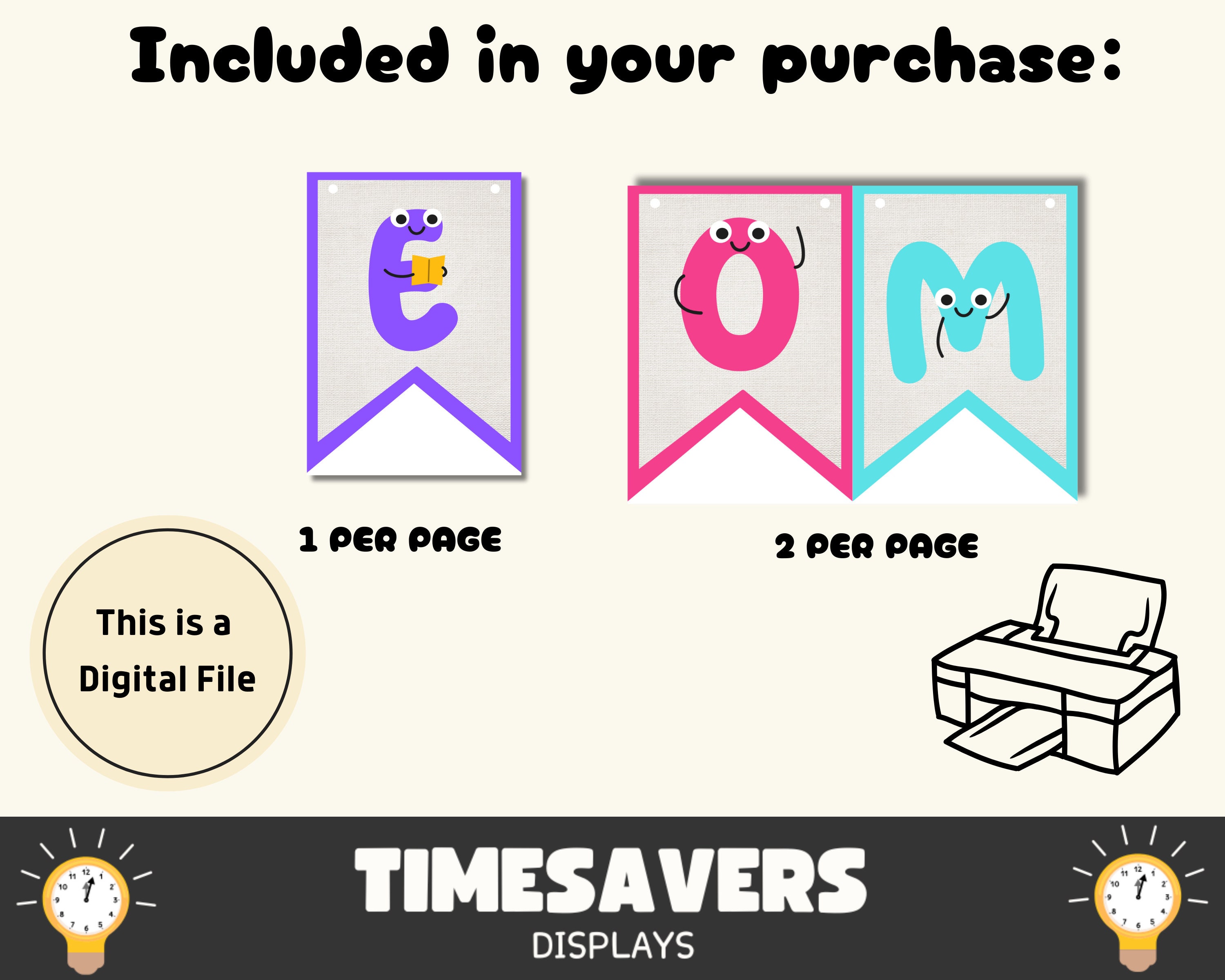 Welcome Bunting, Printable Cute Character Welcome Bunting, Rainbow Boho ...