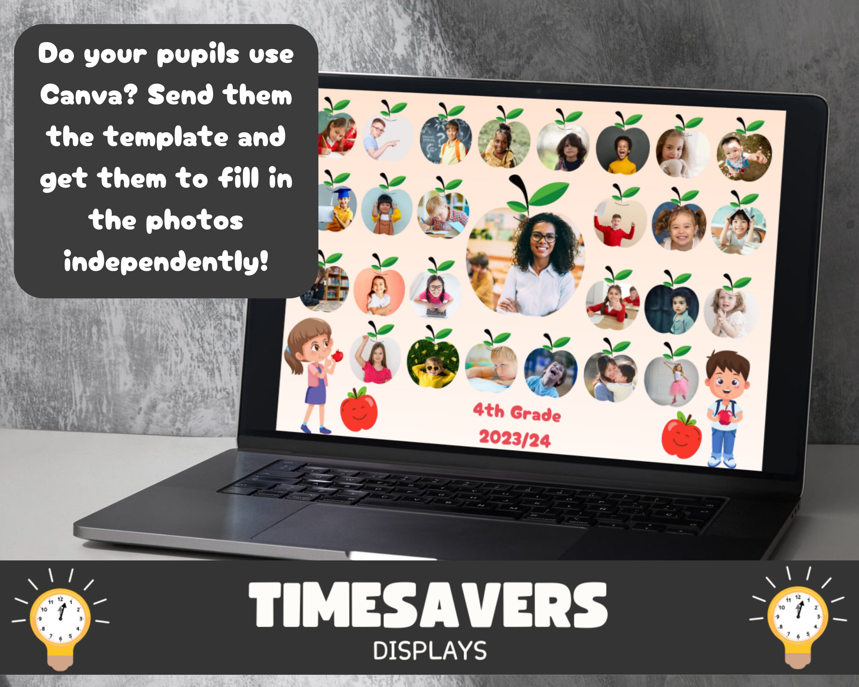 Pupil Class Photo Collage Template, Teacher Gift Digital Download ...