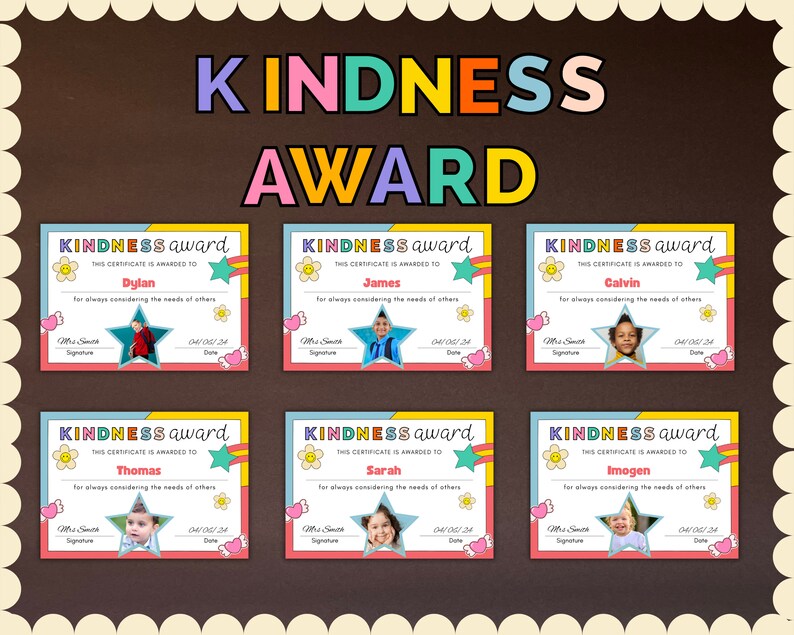 Certificate Template Editable, Kindness Award, School Class CANVA ...