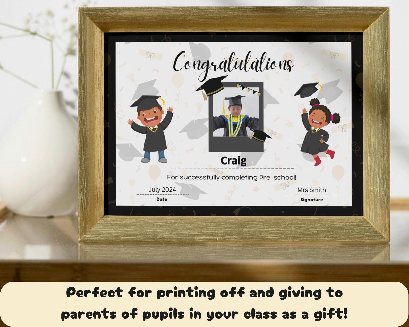 Certificate Template Editable, Pre-school Graduation Award, School ...