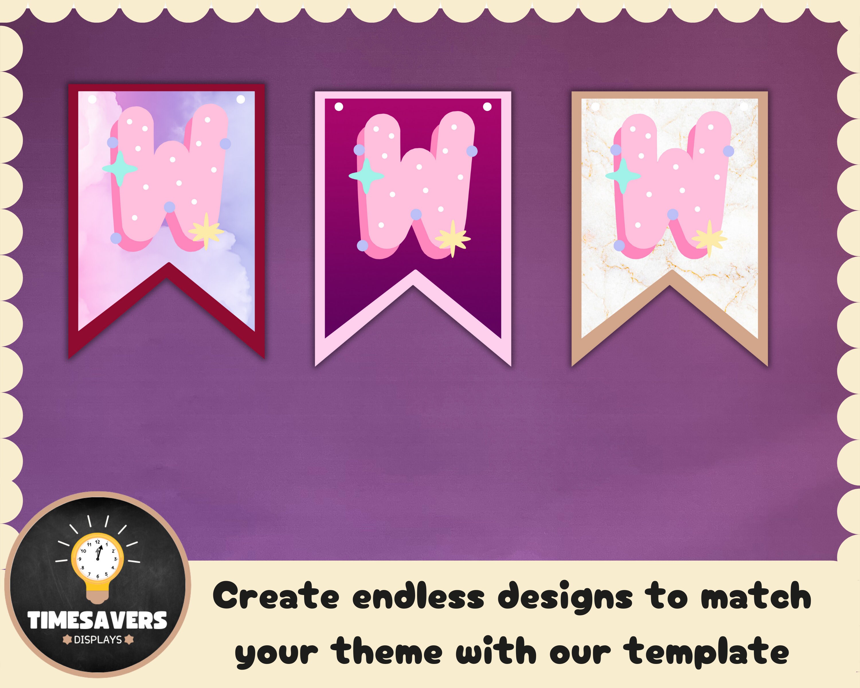 Welcome Bunting Template, Printable Pink Welcome Bunting, Pastel Pink ...