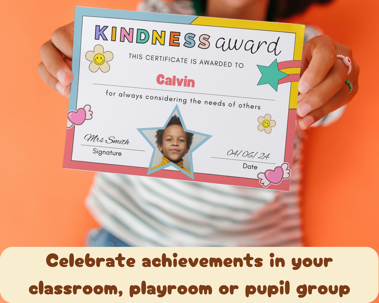 Certificate Template Editable, Kindness Award, School Class CANVA ...