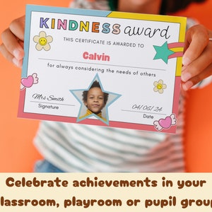 Certificate Template Editable, Kindness Award, School Class CANVA ...