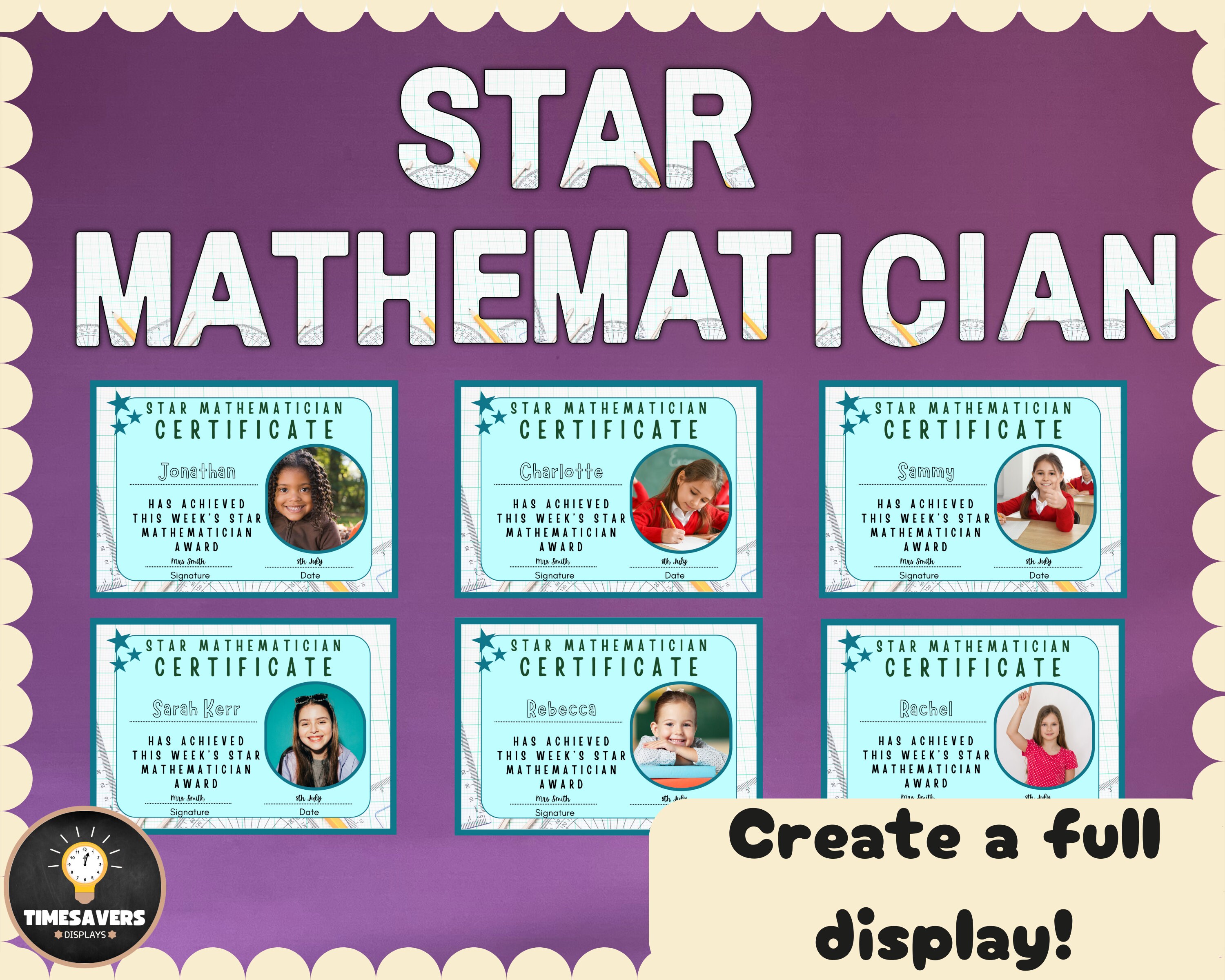 Certificate Template Editable, Maths Award, School Class Editable CANVA ...