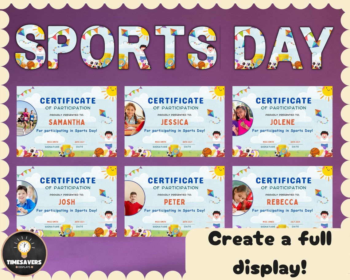 Certificate Template Editable, Sports Day Award, School Editable CANVA ...