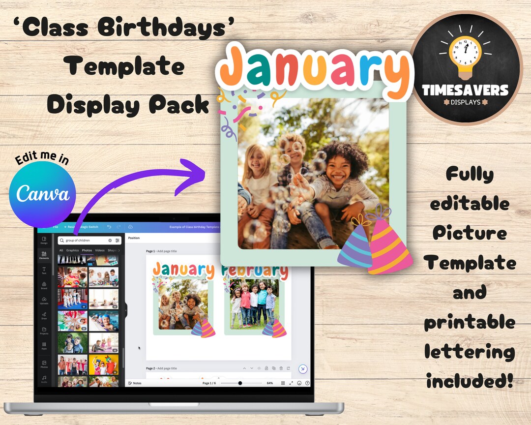 Editable Class Birthday Display Template, Printable Classroom Displays ...