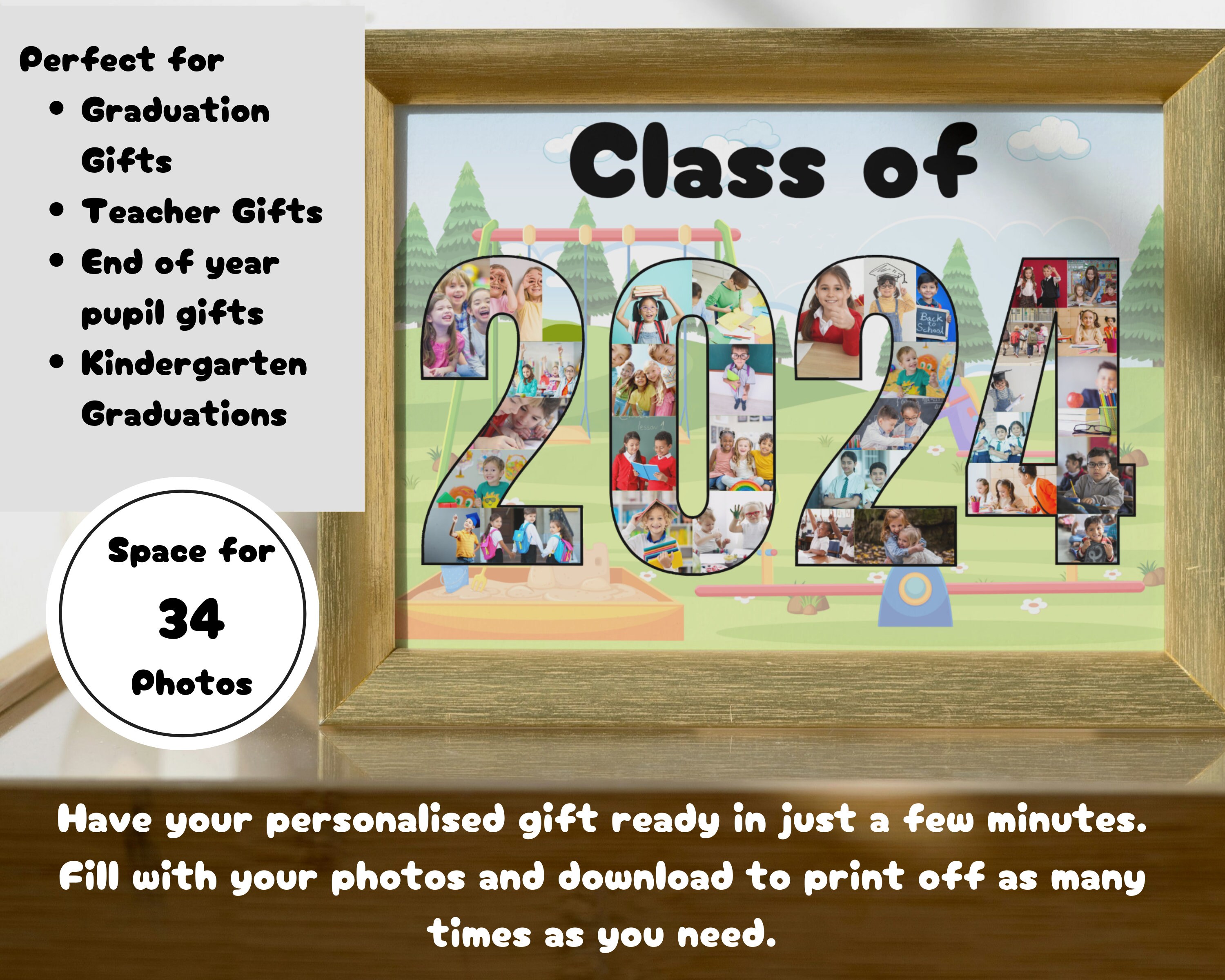 Graduation Collage Template, Class of 2024 Canva Drag and Drop Template ...