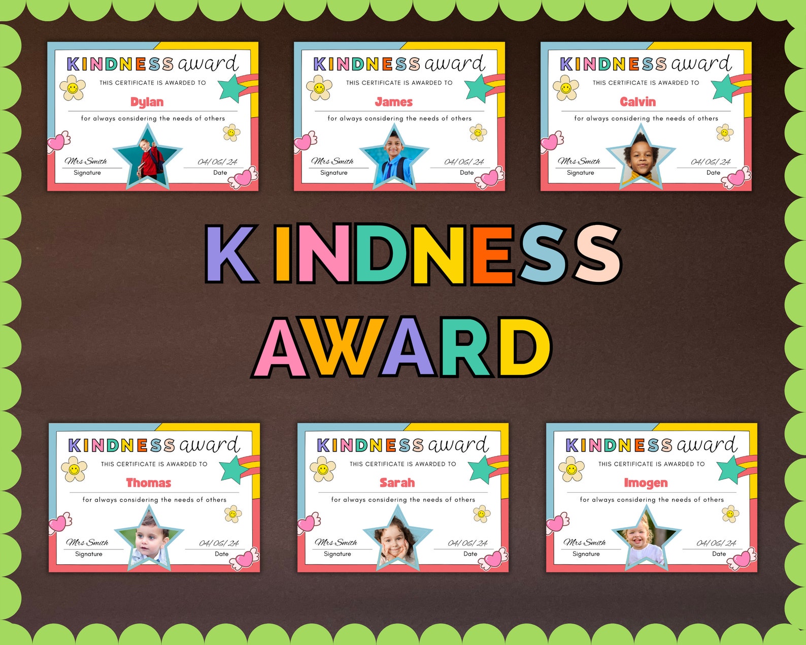Certificate Template Editable, Kindness Award, School Class CANVA ...