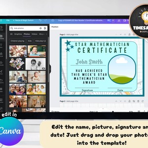 Certificate Template Editable, Maths Award, School Class Editable CANVA ...