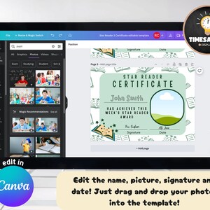 Certificate Template Editable, Reading Award, School Class CANVA ...
