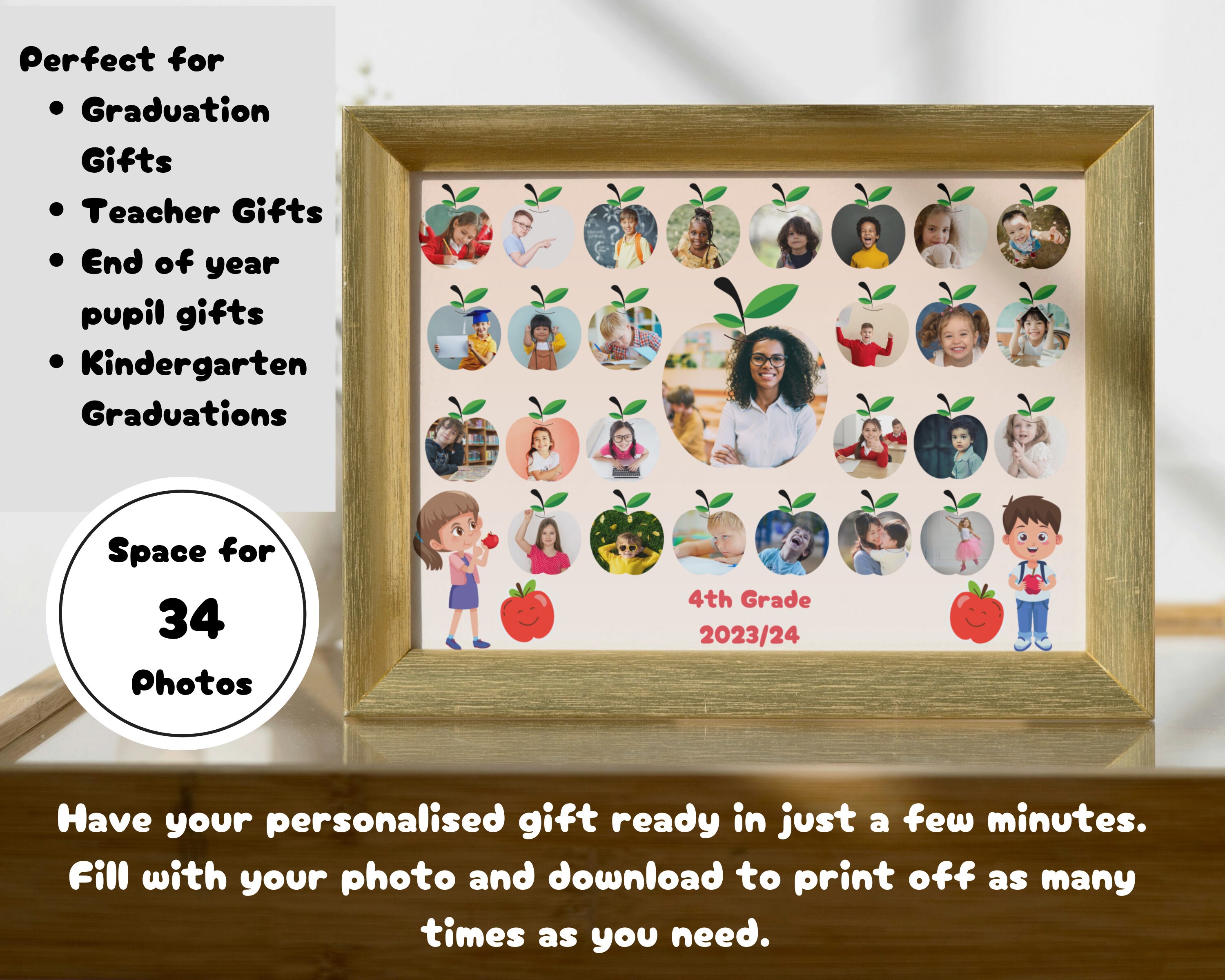 Pupil Class Photo Collage Template, Teacher Gift Digital Download ...